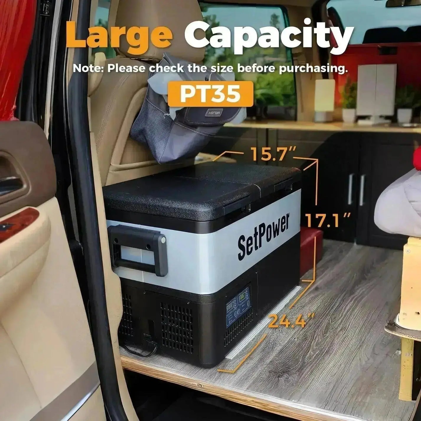 Setpower PT35 Car Cooler 12 Volt Fridge Freezer Car Refrigerator 37Qt ...