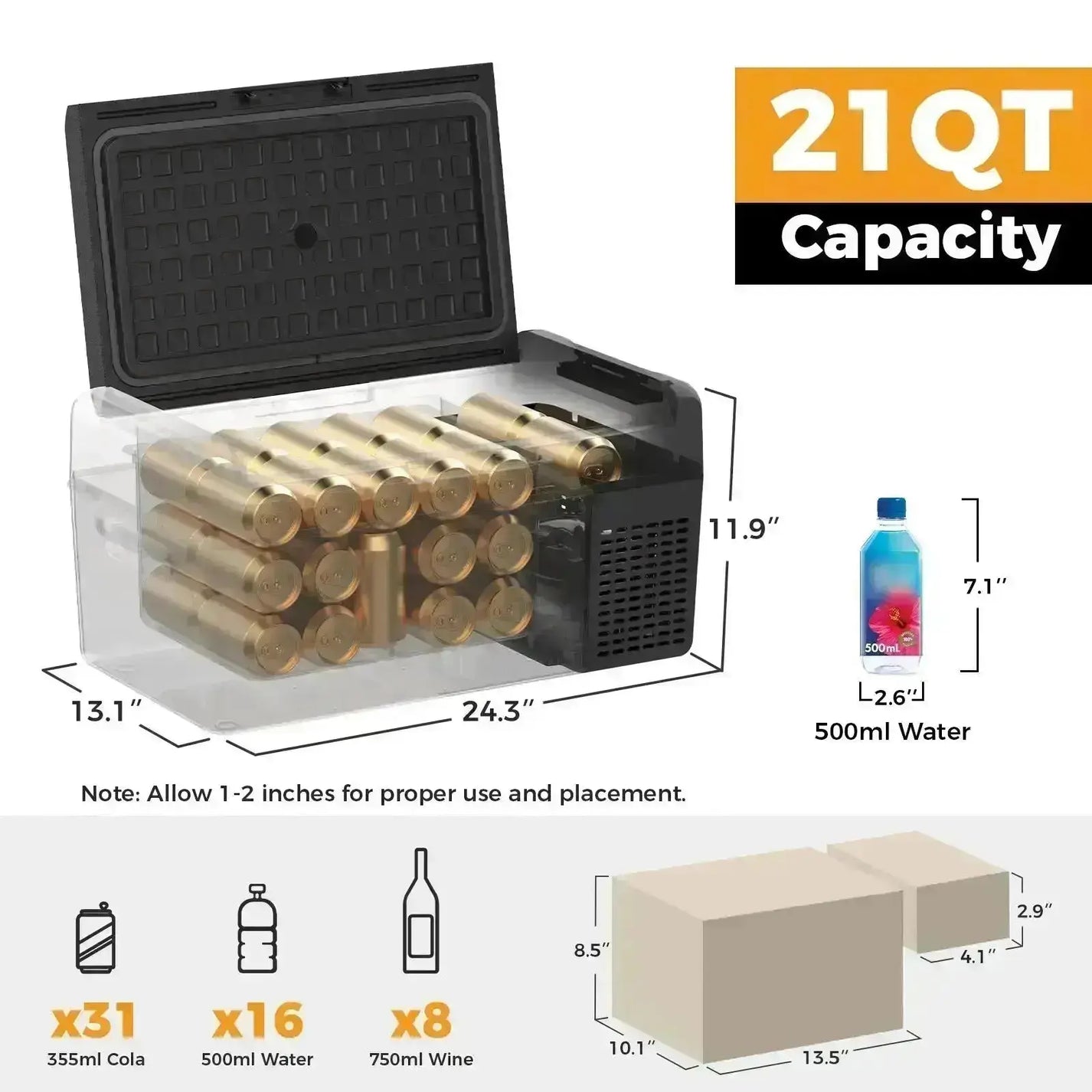 RF20 Electric Cooler 12 Volt Freezer Car Refrigerator 21Qt - – Setpower ...